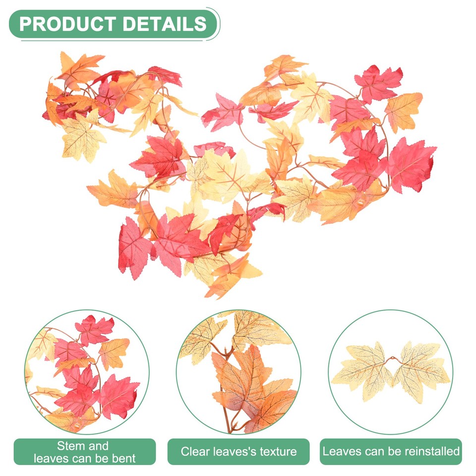 4-Pack Artificial Maple Vines Garland with 52 Leaves 6.5Feet [Yellow ...