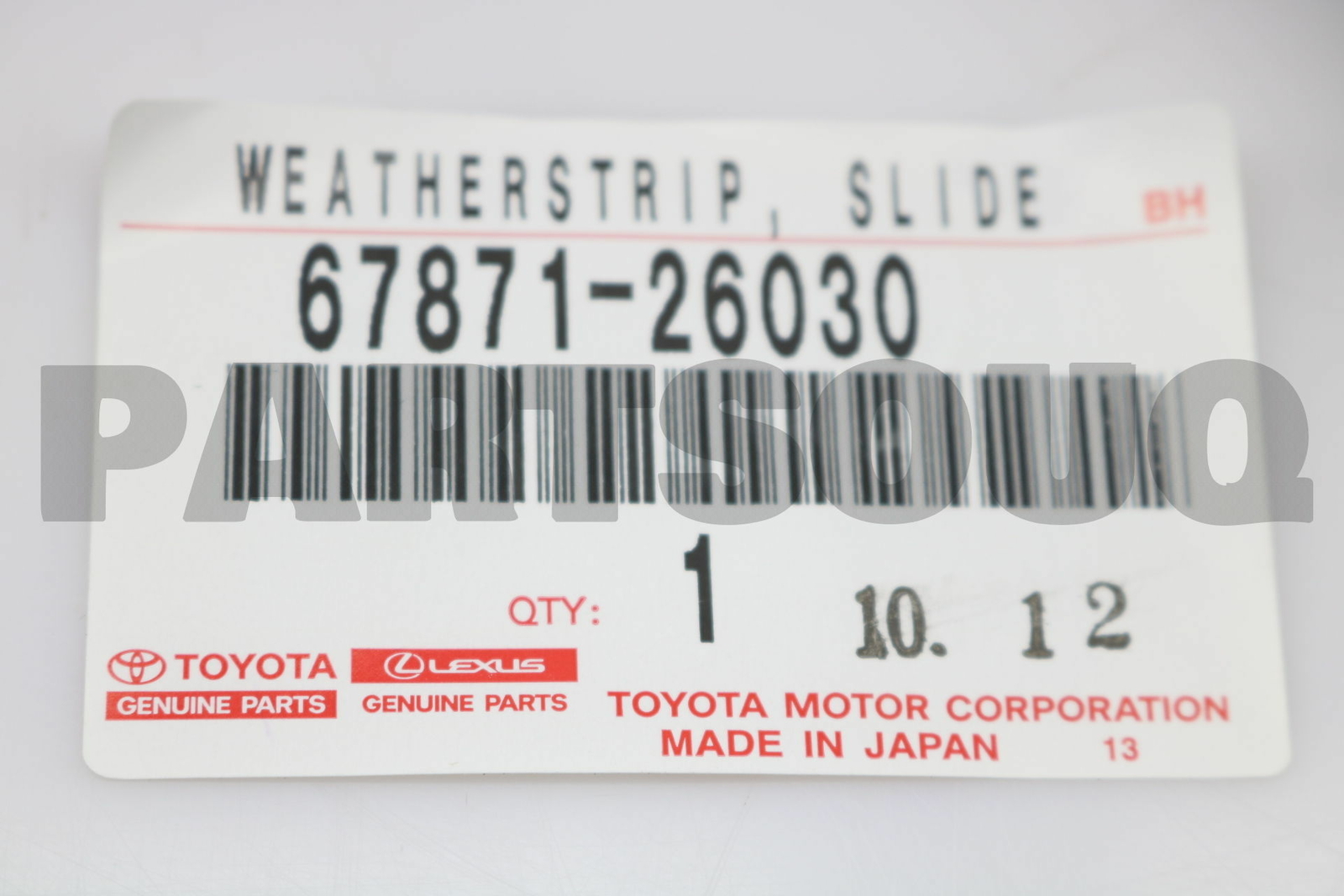 6787126030 Genuine Toyota WEATHERSTRIP, SLIDE DOOR, NO.1 RH 67871-26030 ...