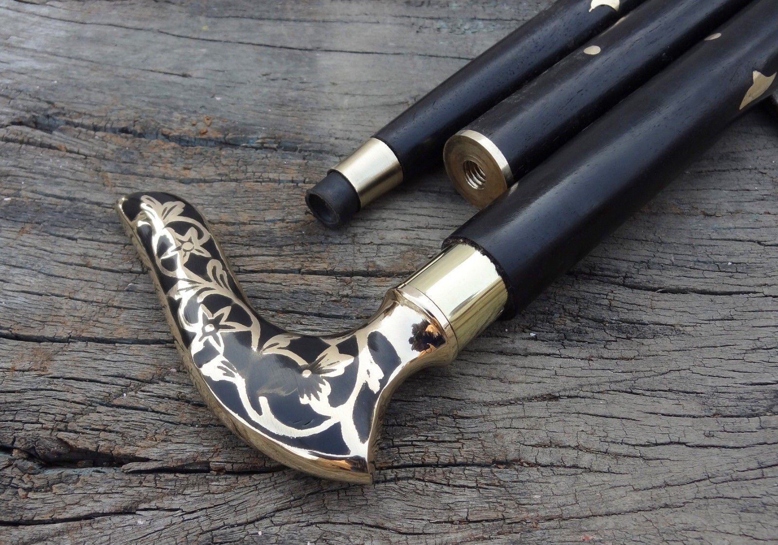 Wooden Walking Stick Brass Derby Head handle Cane Vintage Antique replica Gifts | eBay