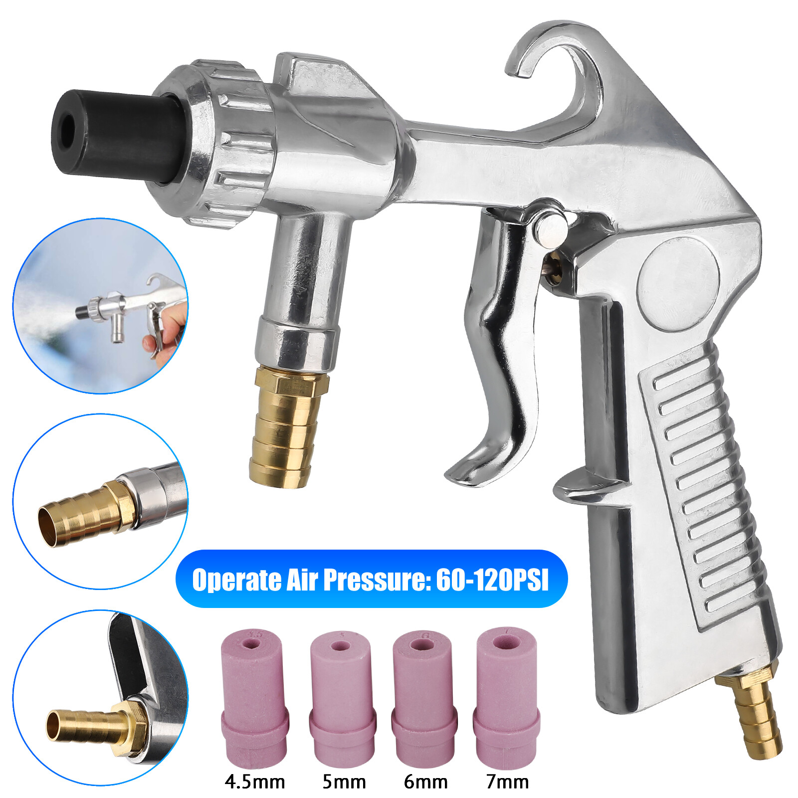 Sandblaster Sandblasting Gun Air Siphon Feed Nozzles Tip Sand Blaster ...