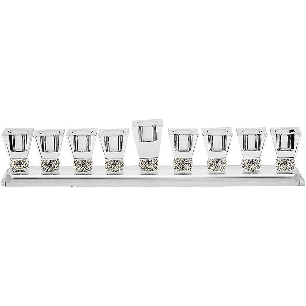 (D) Judaica Oil Crystal Menorah with Swarovski Stones, Chanukah Small ...