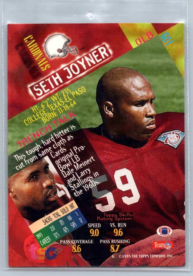 1995 TOPPS STADIUM CLUB CARD # 601 Seth Joyner - Arizona Cardinals | eBay