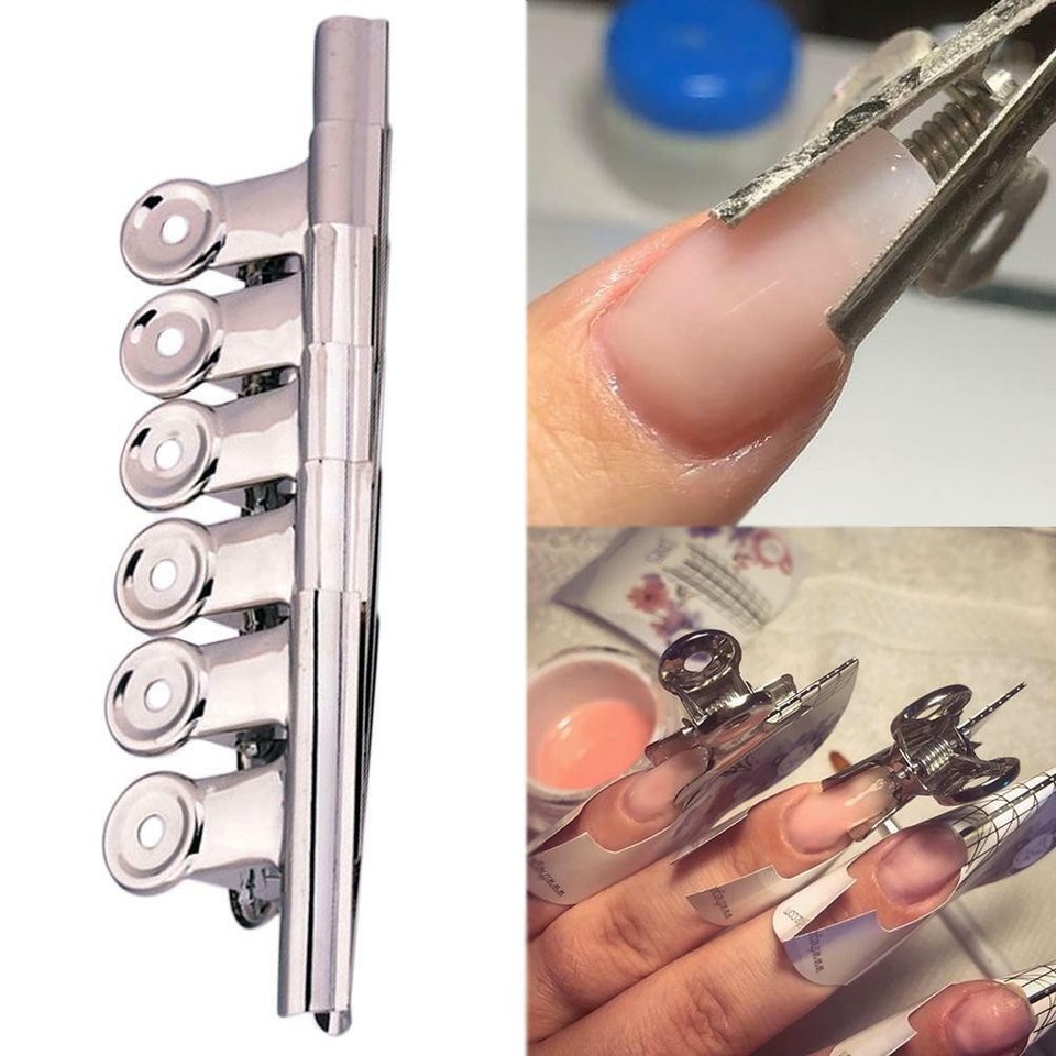 6pcs C-Curve Pinching-Clips Set Metal Nails Clamp Gel Acryli |U.S Fast ...