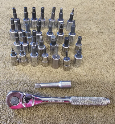 30 Proto Hex Bit Socket Set 1/4" Drive Ratchet Extension Amstrong ...