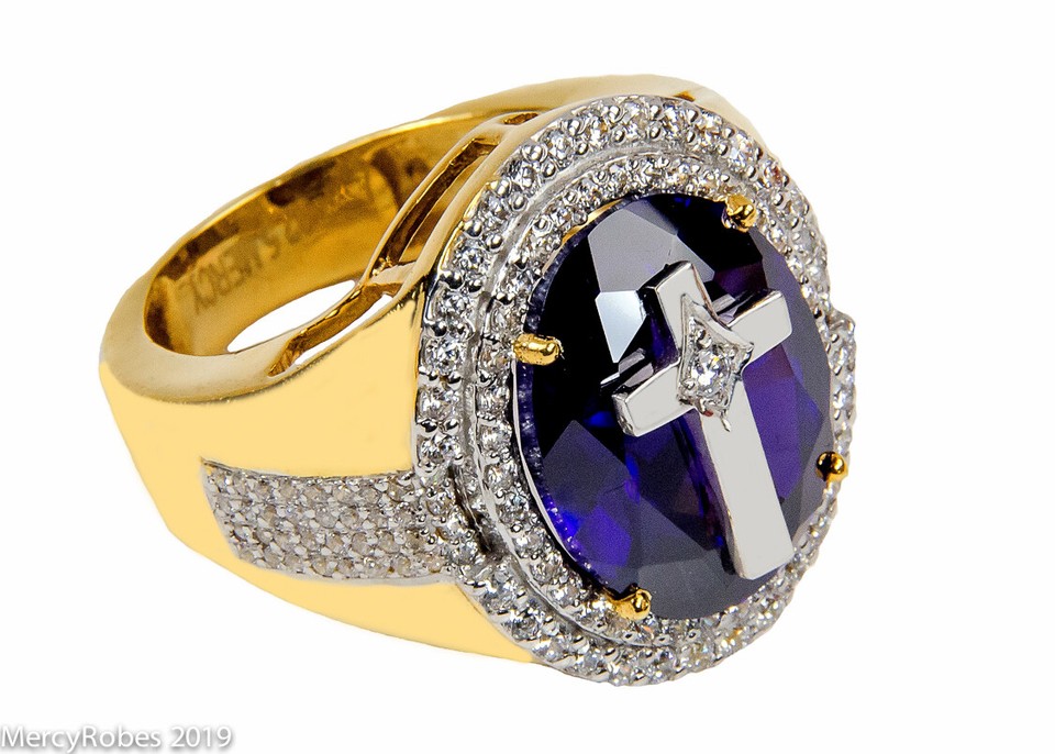 Men's Clergy Bishops Ring (MRG2031 G-P) Amethyst, Sterling Silver w ...