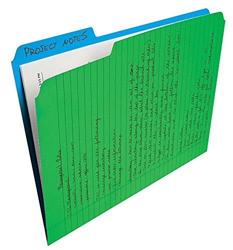Combination File Folder Note Pad 9-1/2 x 12 12 Folders Assorted Neon ...