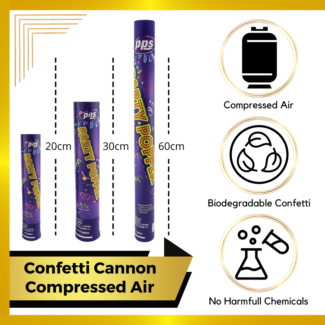 Party Confetti Cannon Large Party Poppers 60cm 30cm 20cm Compressed Air ...