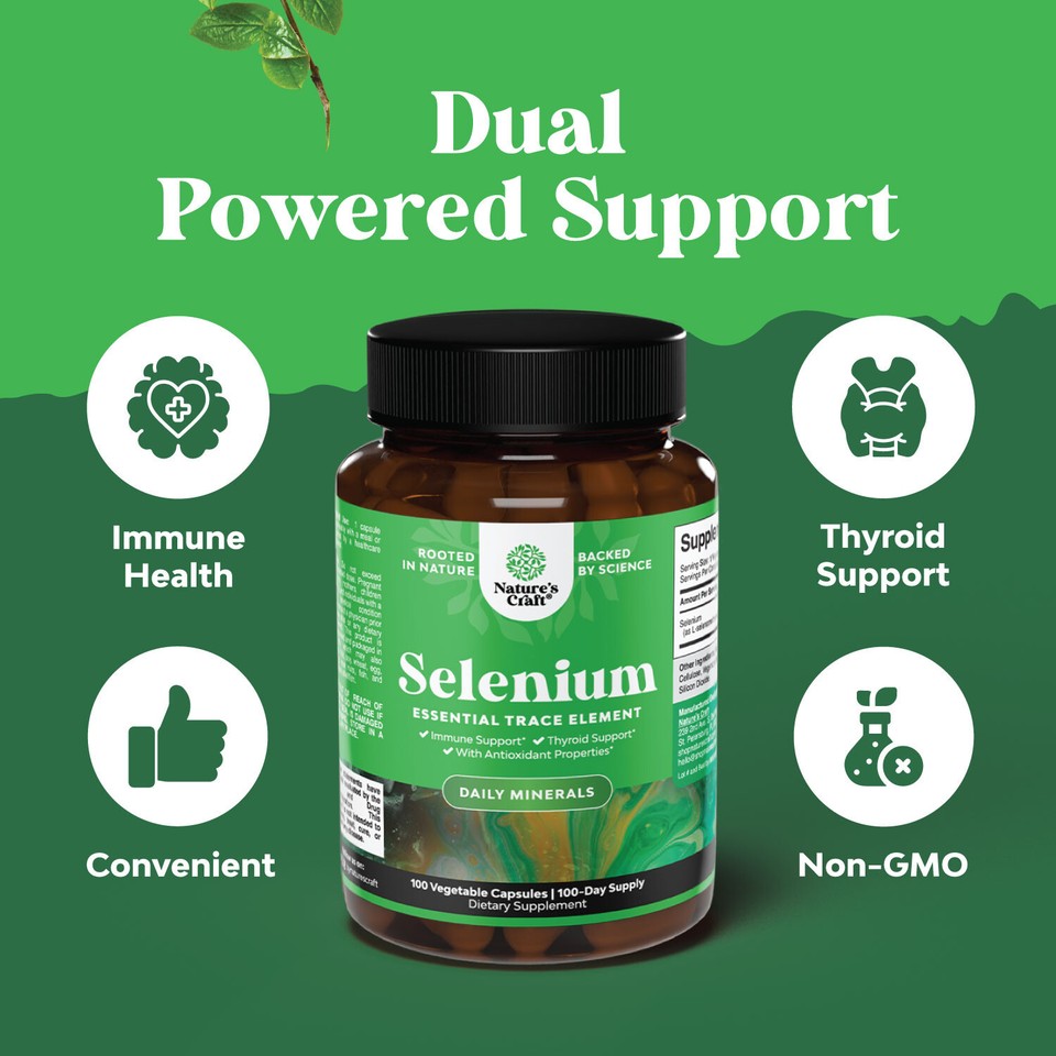 Yeast Free Selenium 200mcg Capsules - High Potency for Immunity ...