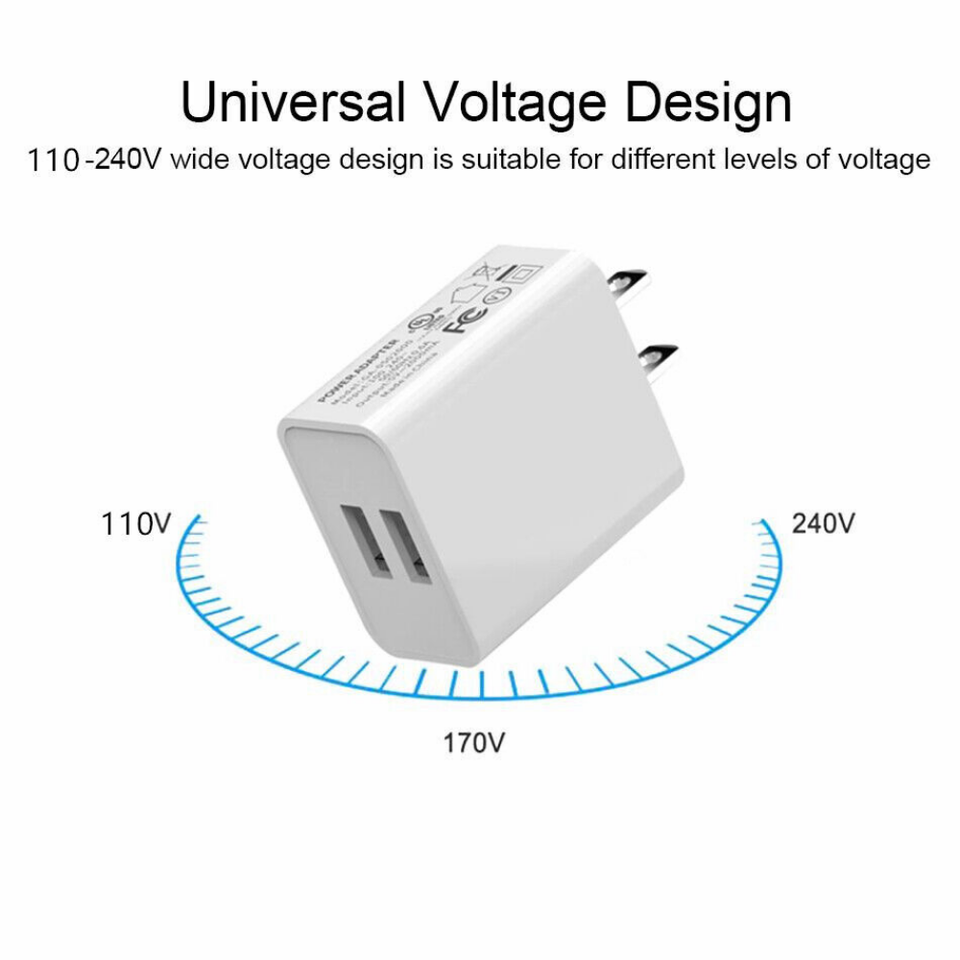 Cell Phone Fast Charger US Wall Plug Travel Dual USB Power Adapter ...