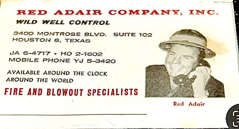 Red Adair Business Card *One Of A Kind * With Red’s Hand Written Notes ...