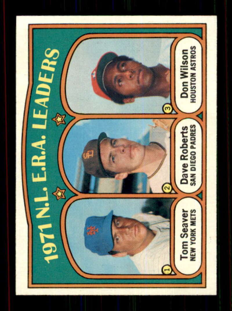 1972 Topps #91 Tom Seaver/Dave Roberts/Don Wilson NM/MINT NL ERA ...
