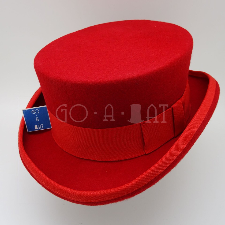 CLASSIC Wool Felt Tuxedo Top Hat Men Coachman Topper | 59cm | Black Red ...