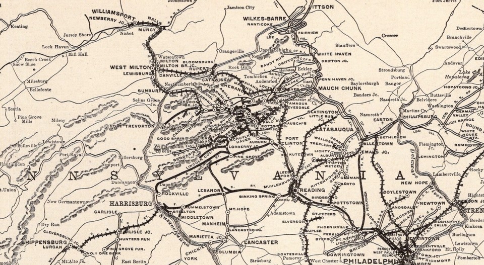 1923 Antique Reading Railroad Map Vintage Reading Lines Railway Map 602 ...