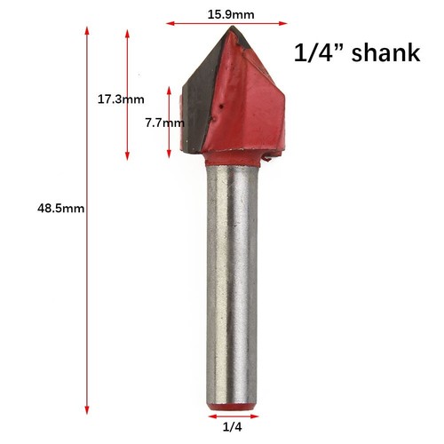 High Strength Metal V Groove Router Bit 1/4 Shank 90 Degree 58 x 17 3mm ...