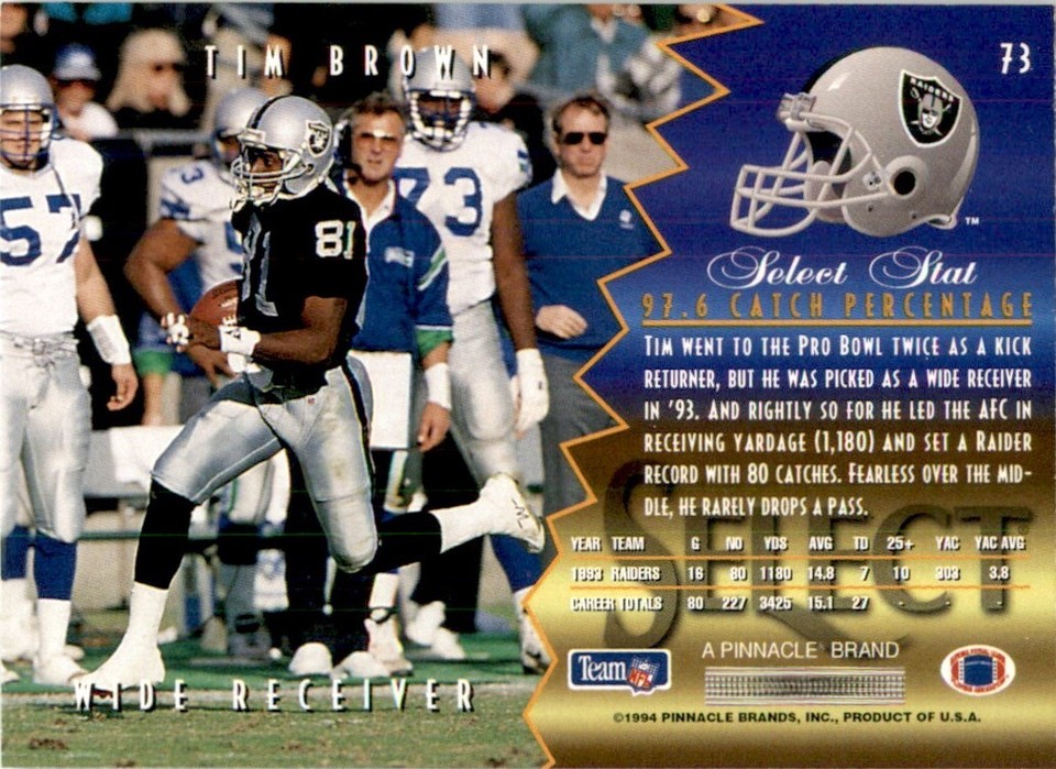 1994 Select Tim Brown Los Angeles Raiders #73 Pinnacle NFL Football | eBay