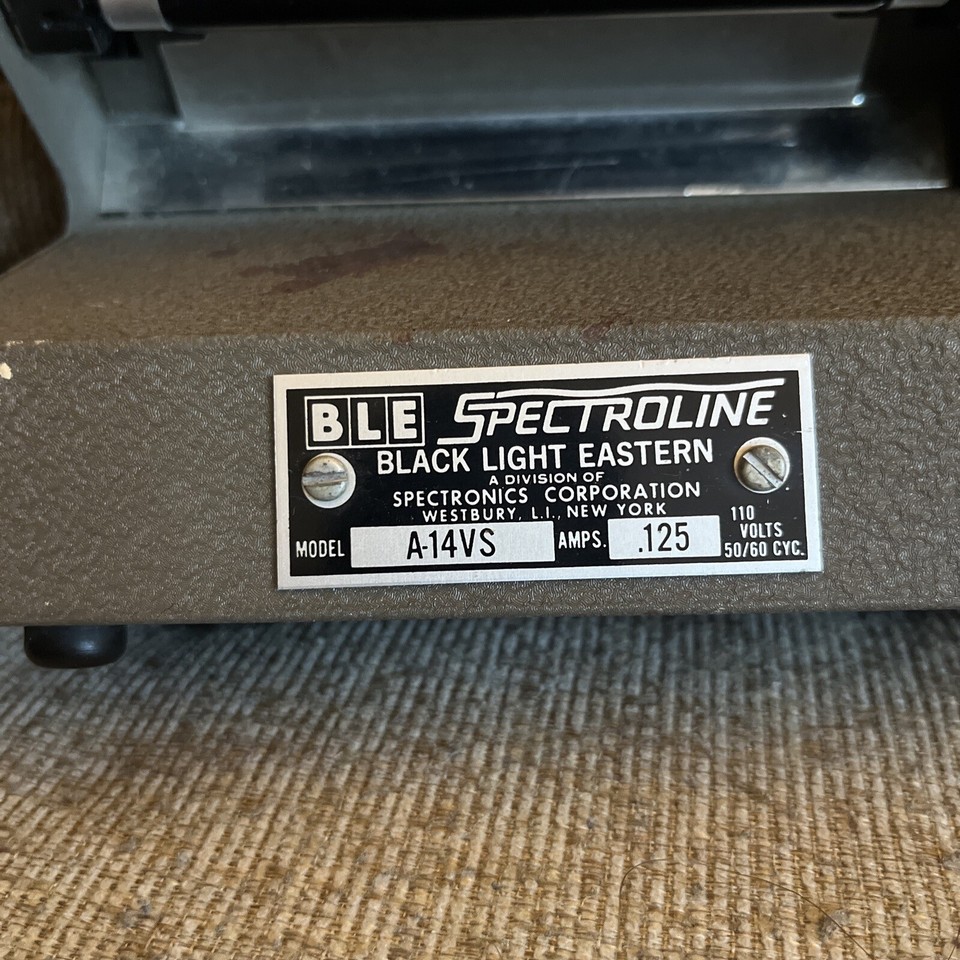 Spectroline Black Light Eastern A-14VS UV Light 110 Volt Small Vintage ...