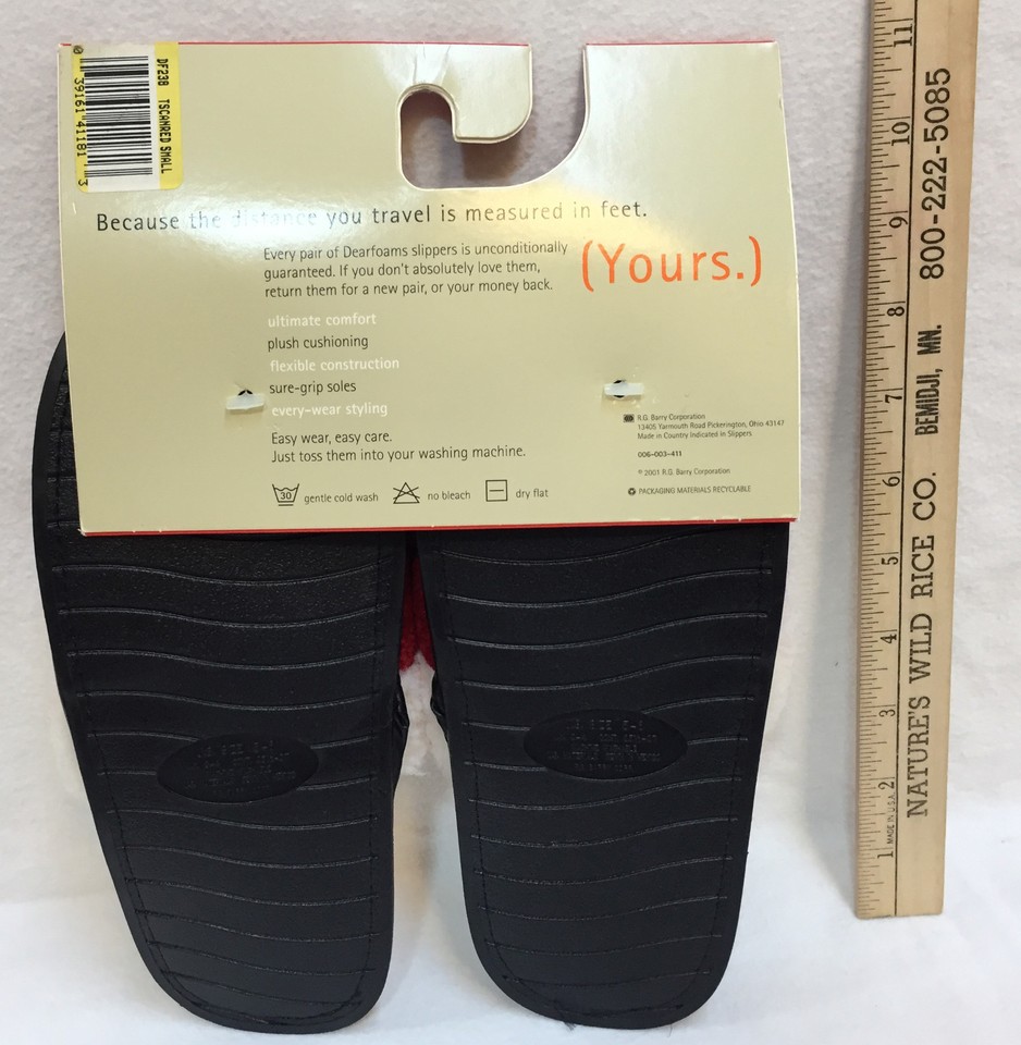 Slippers Slip On Scuff Clog Rubber Sole Dearfoams Size Small Black Red ...