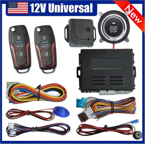 Keyless Entry Car Alarm System Remote Engine Start Button for 12V ...