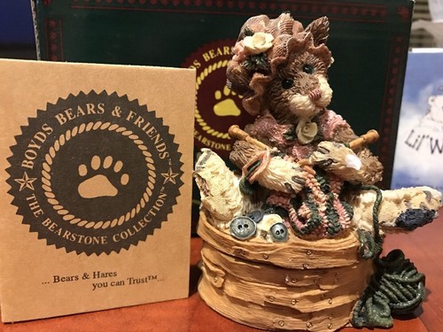 BOYDS Bears "cookie Catberg....Knittin' Kitten" Resin Figurine With COA ...