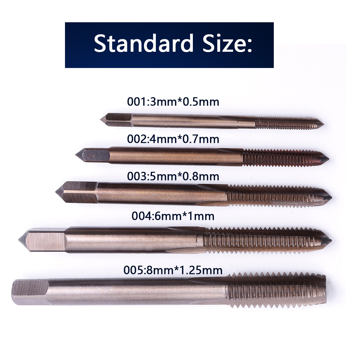 3MM 4MM 5MM 6MM 8MM Right HSS-CO Machine Screw Thread Tapper Metric ...