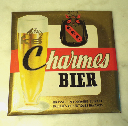PLAQUE Bière CHARMES BIER-TÔLE-1960-70-24x24cm-vintage | eBay