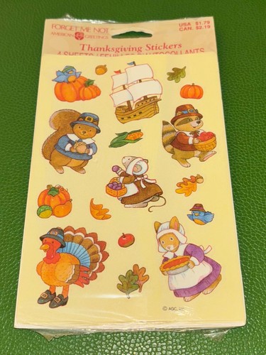 Vintage 1980s THANKSGIVING Fall Autumn #3 Animals Stickers Unused ...