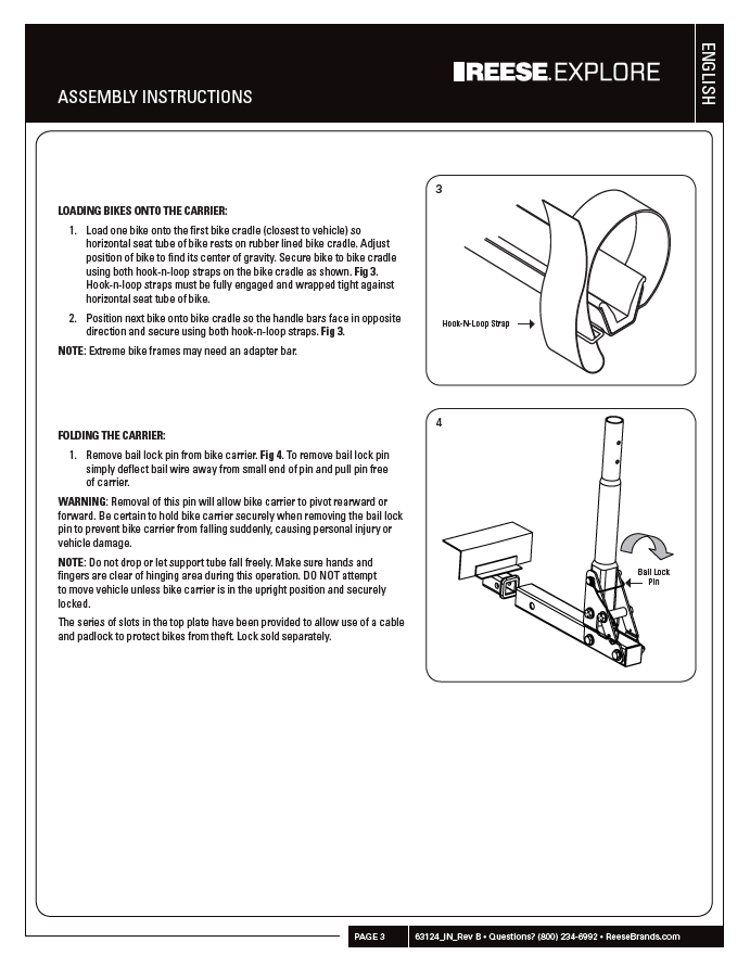 Reese Eclipse 4 Bike Rack Carrier RV Trailer Truck Car SUV Offroad Use ...