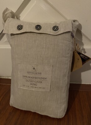 Levtex Home Timeless Collection 100% Washed Linen Natural King Duvet ...