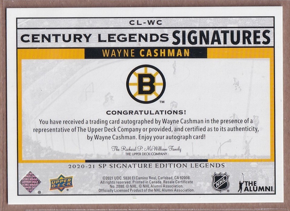 2020-21 SP Signature Legends Century Legends Signatures #CLWC Wayne ...