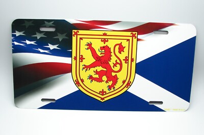 SCOTTISH AMERICAN FLAG CAR LICENSE PLATE St Andrew's Cross Scottish ...