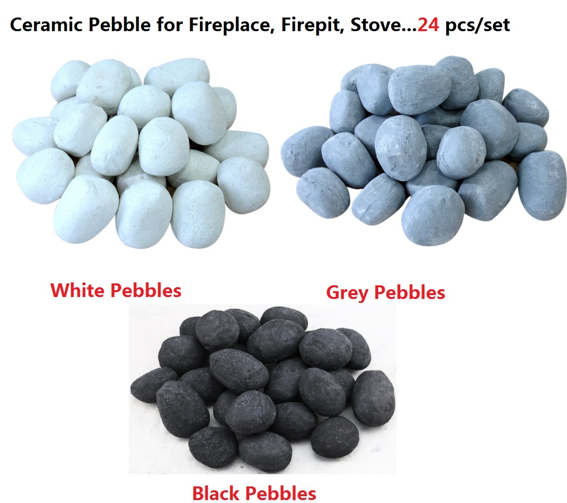 24pcs stone-like decorative Ceramic pebble 3 colors fireplace stove gas ...