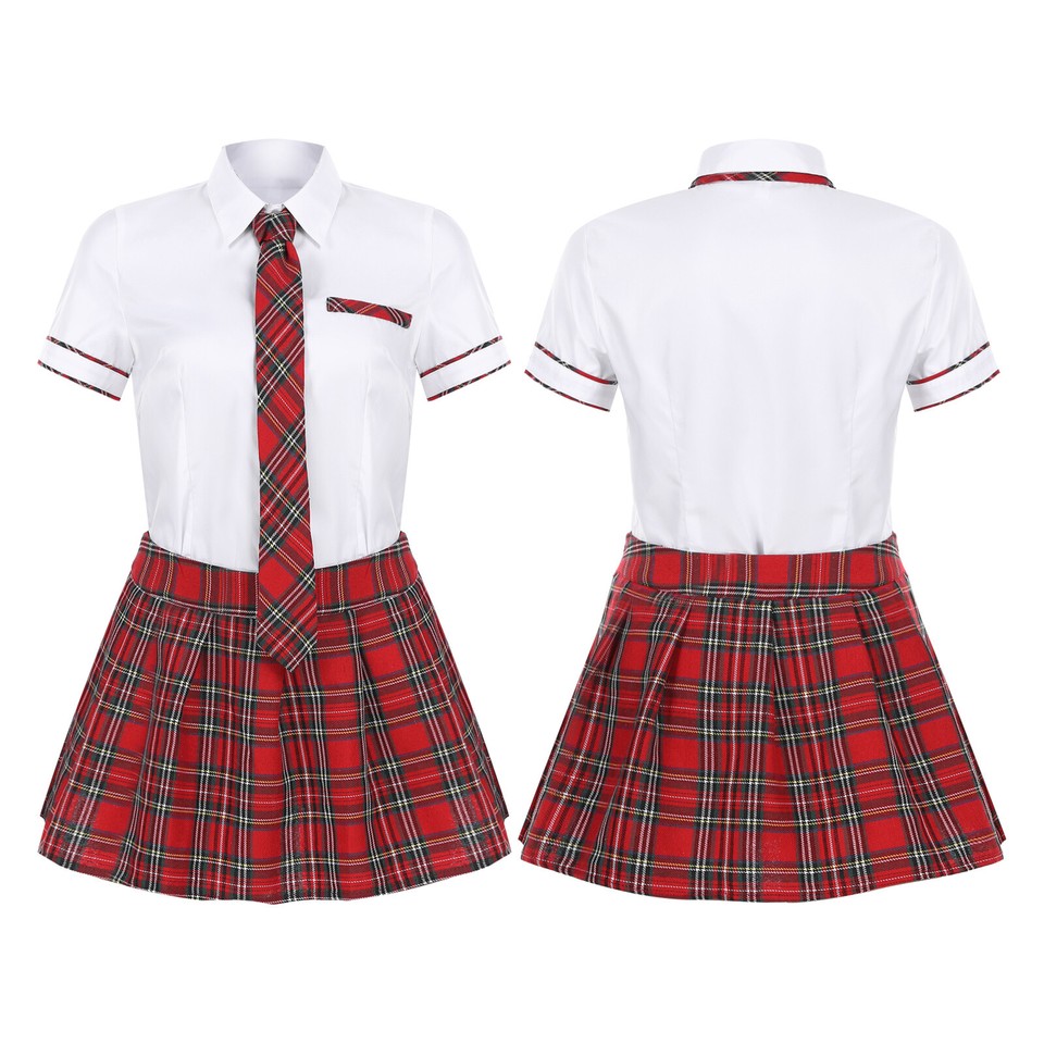 Women's Schoolgirl Cosplay Costume Naughty Roleplay Fancy MIni Skirt ...