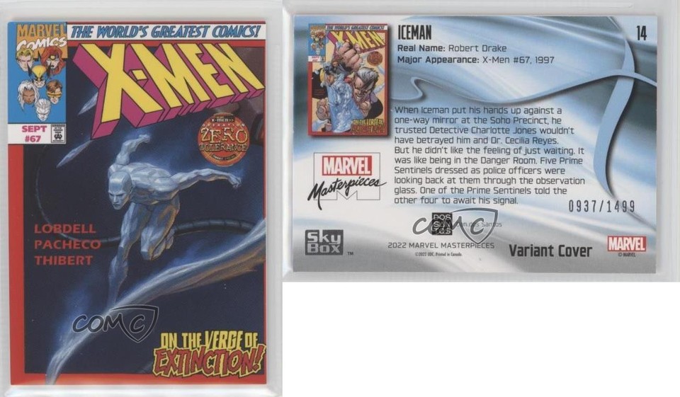 2022 Upper Deck Marvel Masterpieces Variant Cover 937/1499 Iceman #14 ...