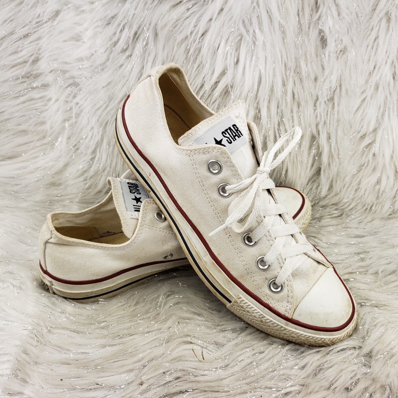 CONVERSE M7652 White Red Blue Athletic Sneakers Size Mens 6 Womens 8 | eBay