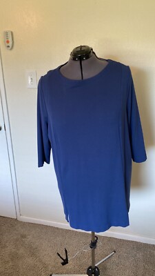J Jill Womens Plus Size Pima Cotton 3/4 Sleeve V-Neck Tunic Top Blue | eBay