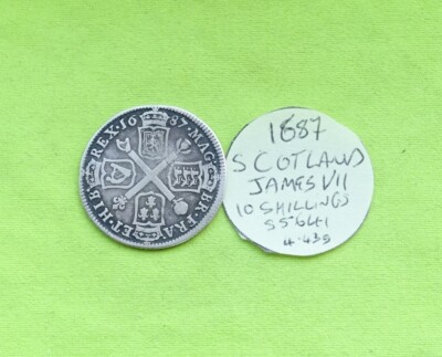 1687 Scotland Silver 10 SHILLING Coin James VII (1685 - 1689) S5641 (4 ...