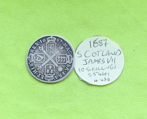 1687 Scotland Silver 10 SHILLING Coin James VII (1685 - 1689) S5641 (4 ...