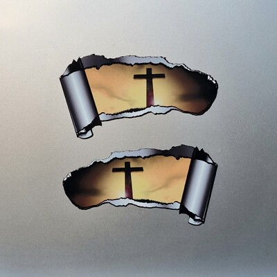2x Crucifix Cross Ripped Metal Slash Vinyl Sticker Decal For Car ...