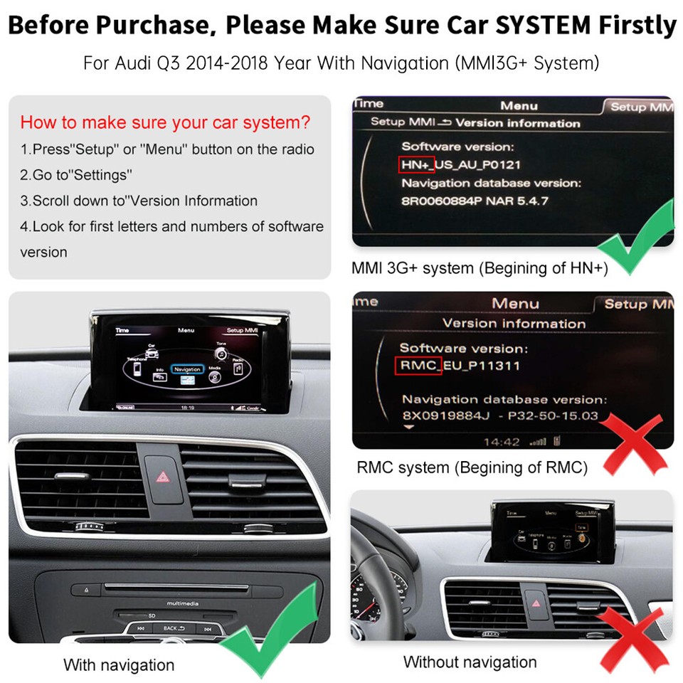 For AUDI Q3 MMI 3G Wireless Carplay Android Auto Retrofit Mirrorlink ...