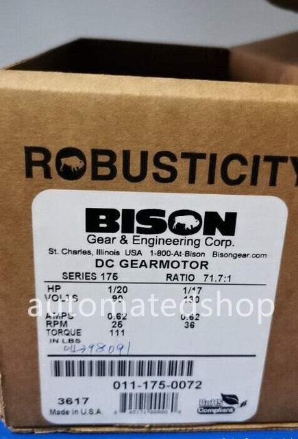 Bison Gear Motors Bison Model 011-175-0072 Gear Motor 1/20 hp 25 RPM 90 ...