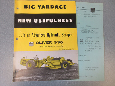 Oliver Super 990 Hydraulic Scraper Brochure 8 Page w/Prices for ...