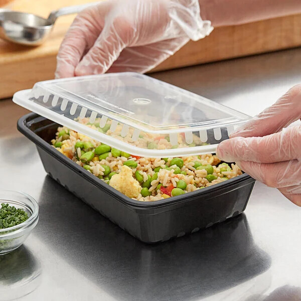 38 oz Rectangle Microwavable Heavy Weight Container w/ Lid, 8 3/4" x 6 ...