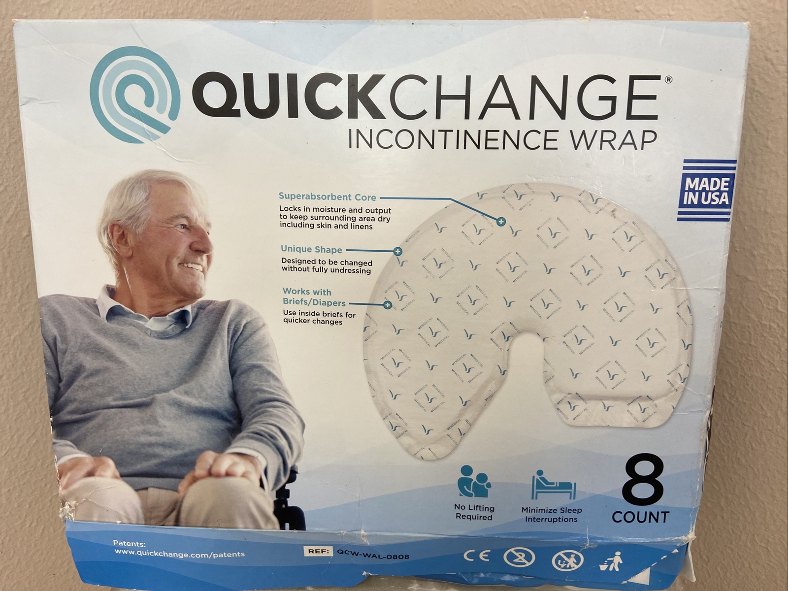 NIB Quick Change Incontinence Wraps Pads Men 8 ct Easy Changes Holds 17 ...