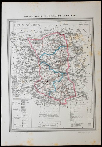 1854 - Department Of Two Sèvres - map & Communal Authentic | eBay