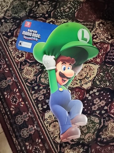 Super Mario Bros Wonder Luigi GameStop Hanging Promotion Cutout ...
