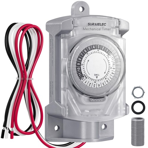 20 AMP 24 Hour Mechanical Timer Switch for Outdoor Electrical Boxes ...
