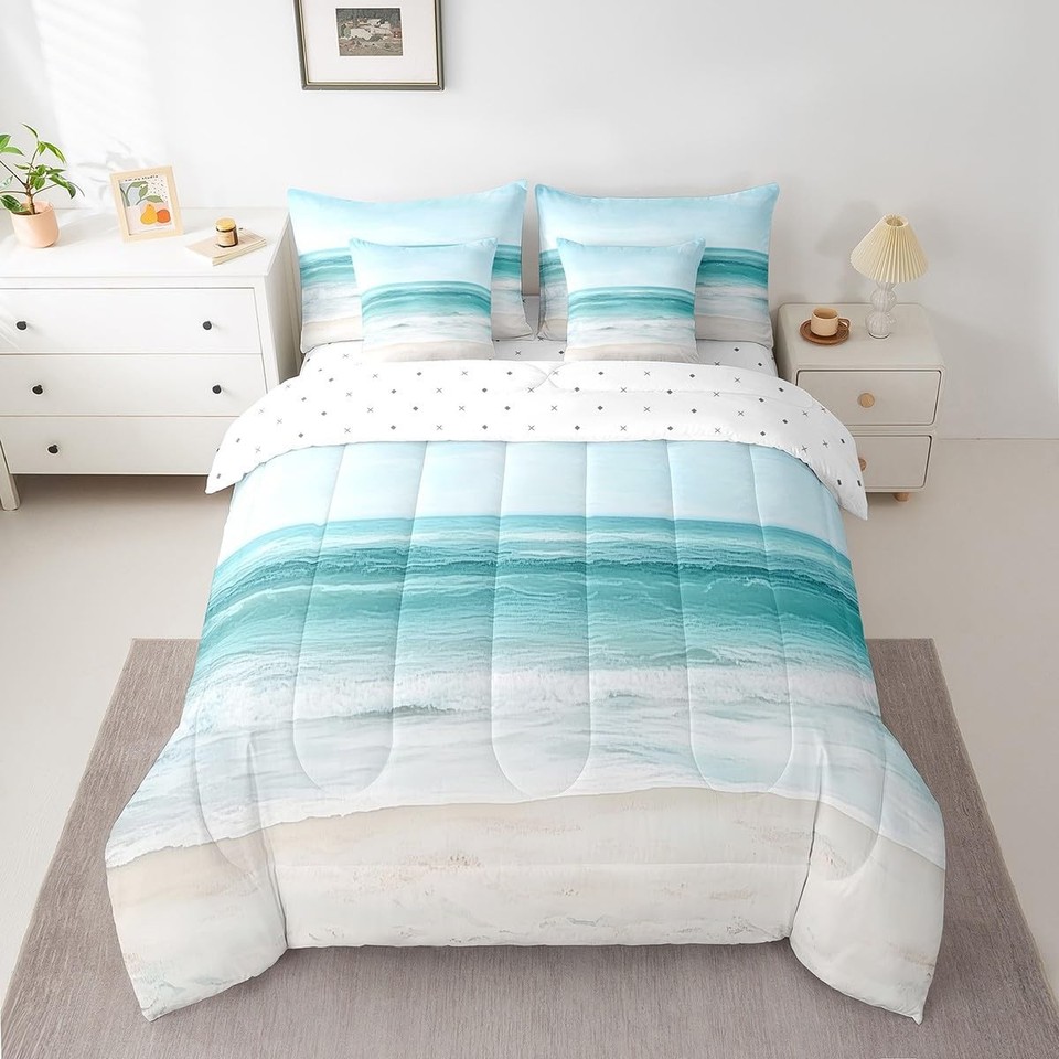 Ocean Comforter Set with Sheets King Size Kids Beach Theme 7 Pieces Bedding S... | eBay
