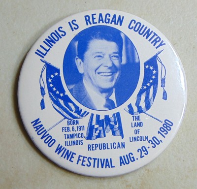 Ronald Reagan 1980 Illinois campaign pin button political | eBay