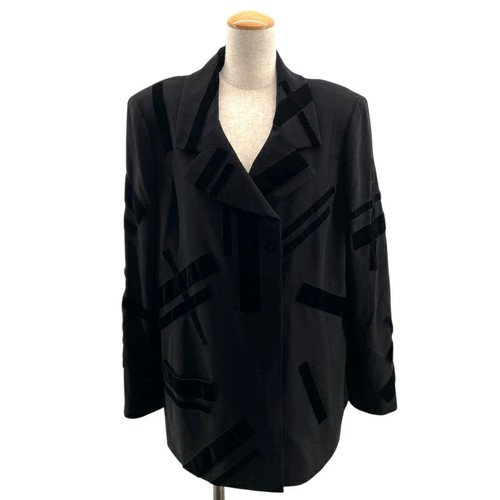 CHANEL Vintage Velor Tape Tailored Jacket P11559 Black Wool Ladies ...