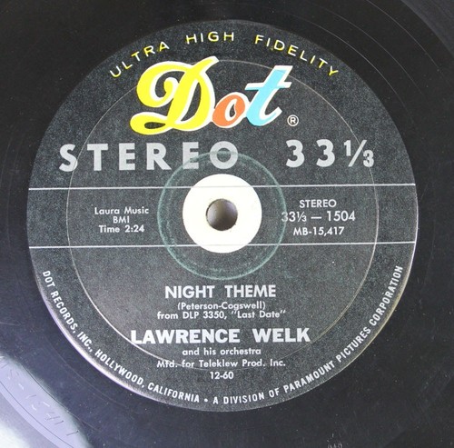 Pop Compact 33 Rpm 45 Lawrence Welk - Night Theme / Misty On Dot ...